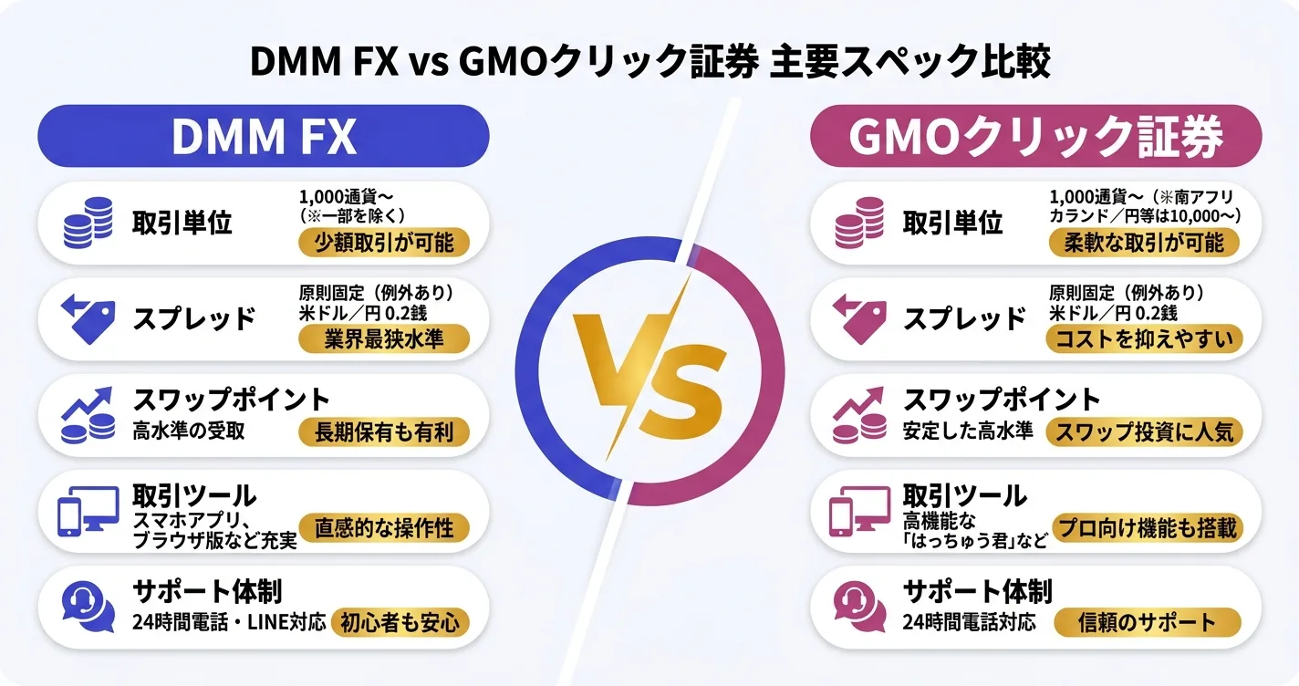 DMM FXとGMOクリック証券どっちがいい？徹底比較【2026年版】